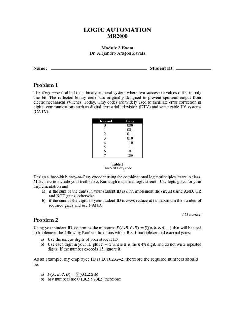 Logic Automation: Module 2 Exam | PDF | Logic Gate | Encodings