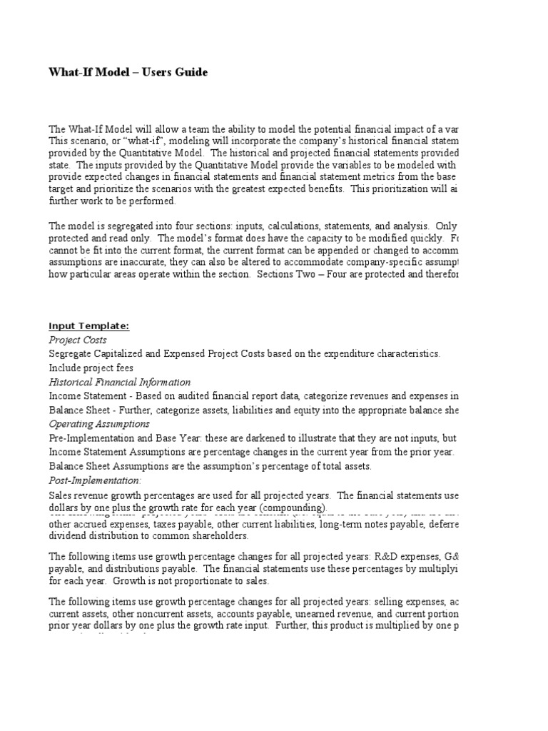 What-If Analysis Template | PDF | Expense | Balance Sheet
