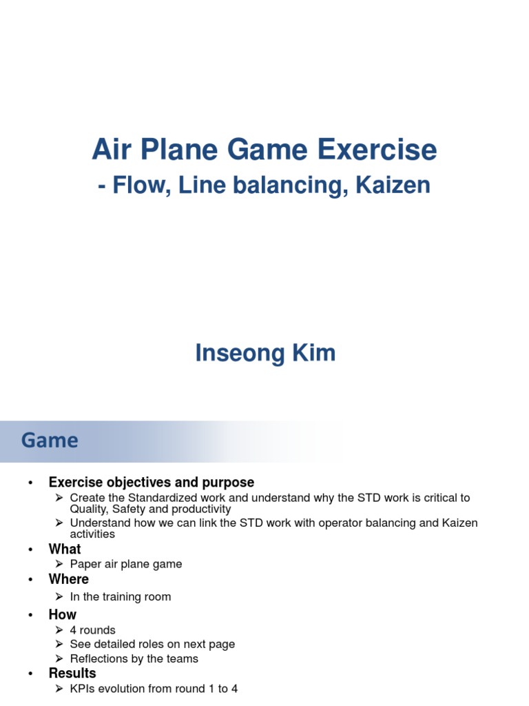 Air Plane Game Exercise: - Flow, Line Balancing, Kaizen | PDF ...