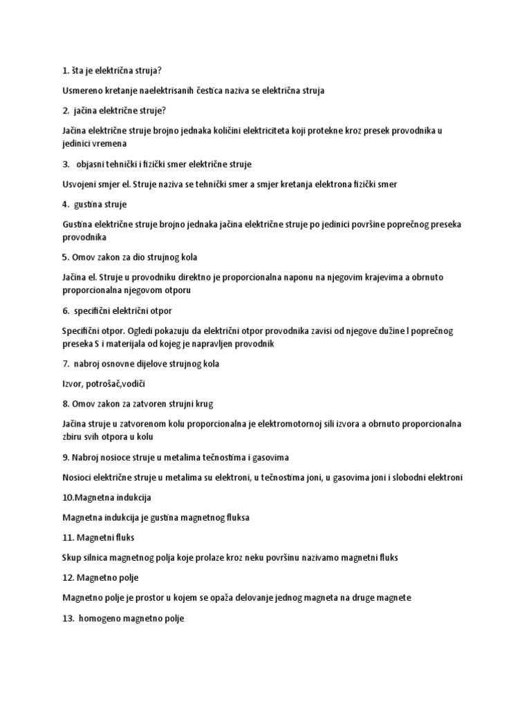 Fizika Modul Test Pitanja I Odgovori | PDF