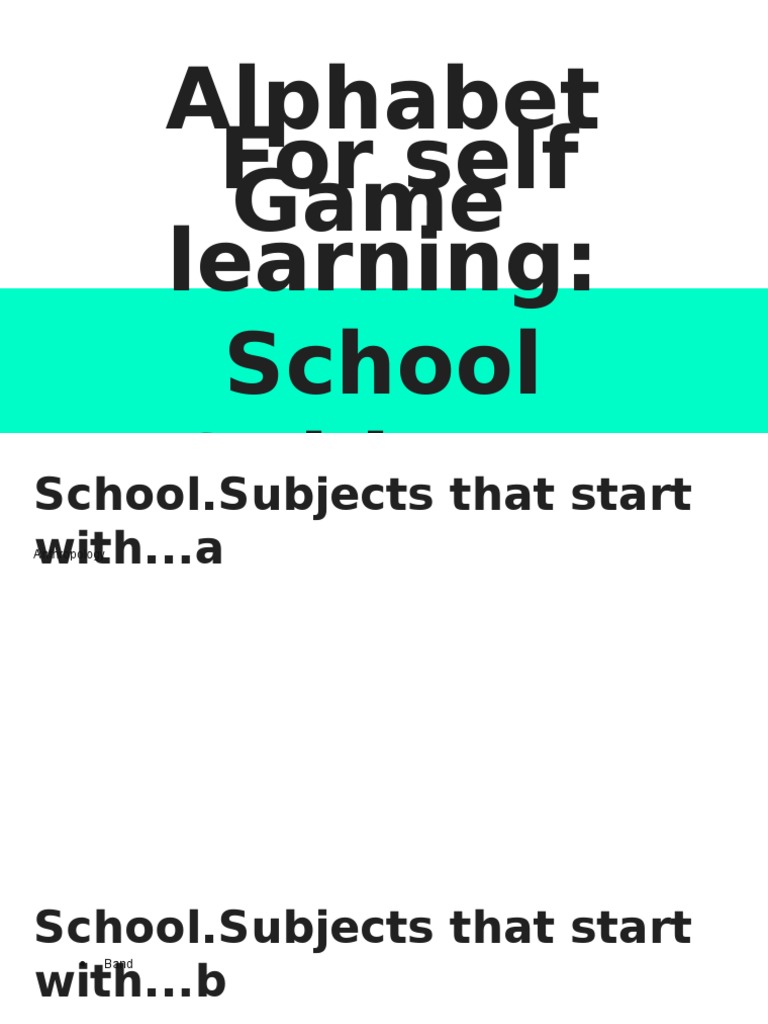 Alphabet Game For Self Learning: School Subjects | PDF
