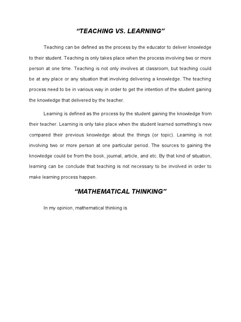 Teaching vs. Learning Explained | PDF