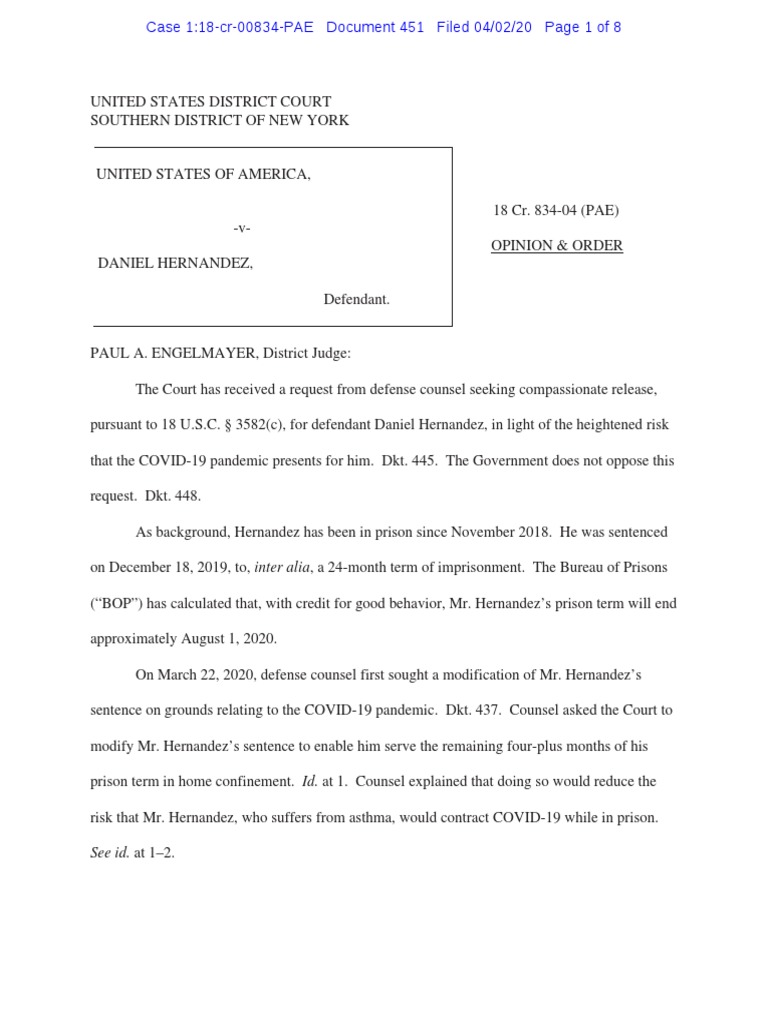SDNY Order: Amid Coronavirus #6ix9ine Released by Judge Engelmayer ...
