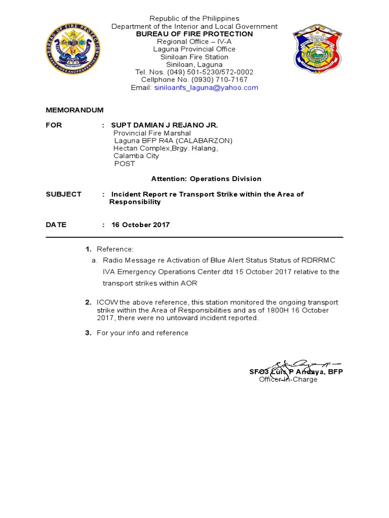 Incident Report Transport Strike | PDF