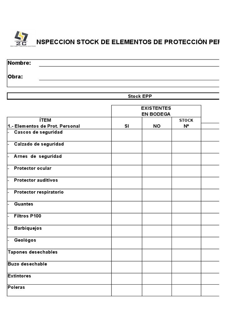 Inspeccion Stock Epp y Equipos | PDF