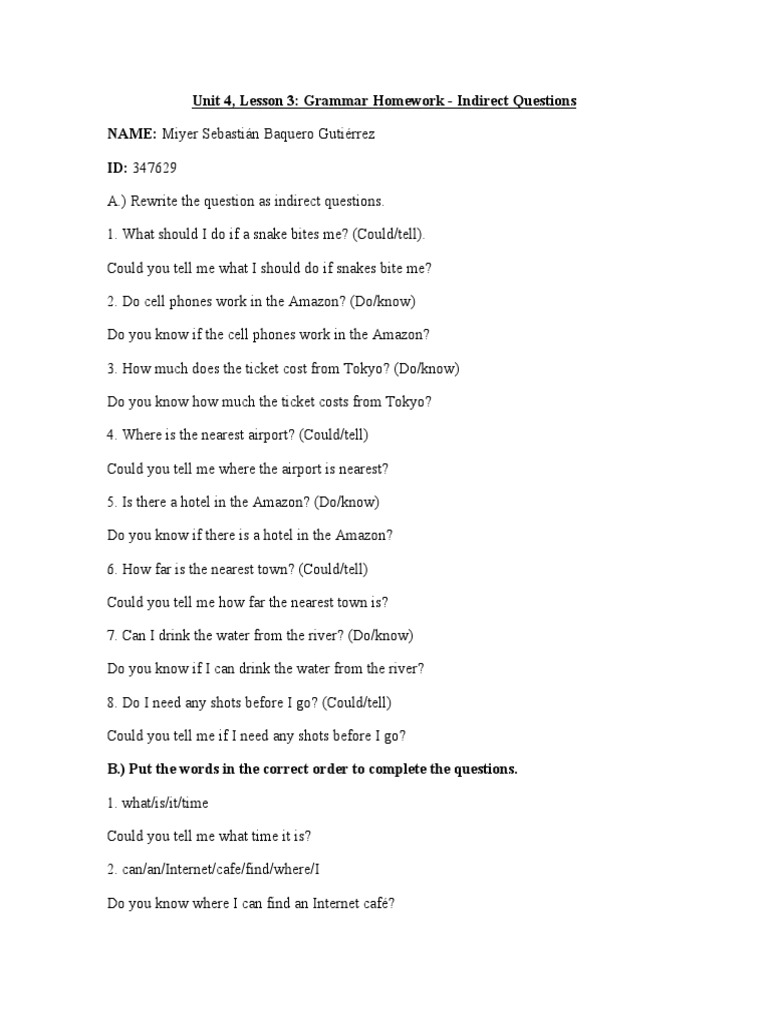 Unit 4, Lesson 3 Homework | PDF