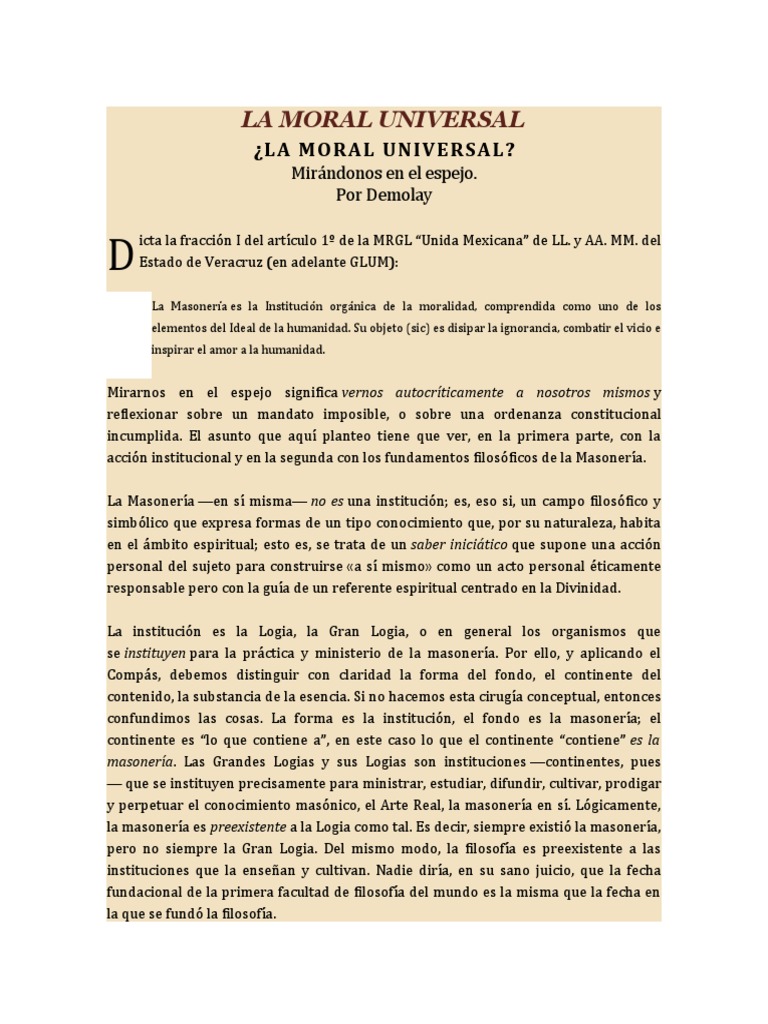 La Moral Universal | PDF | Masonería | Moralidad