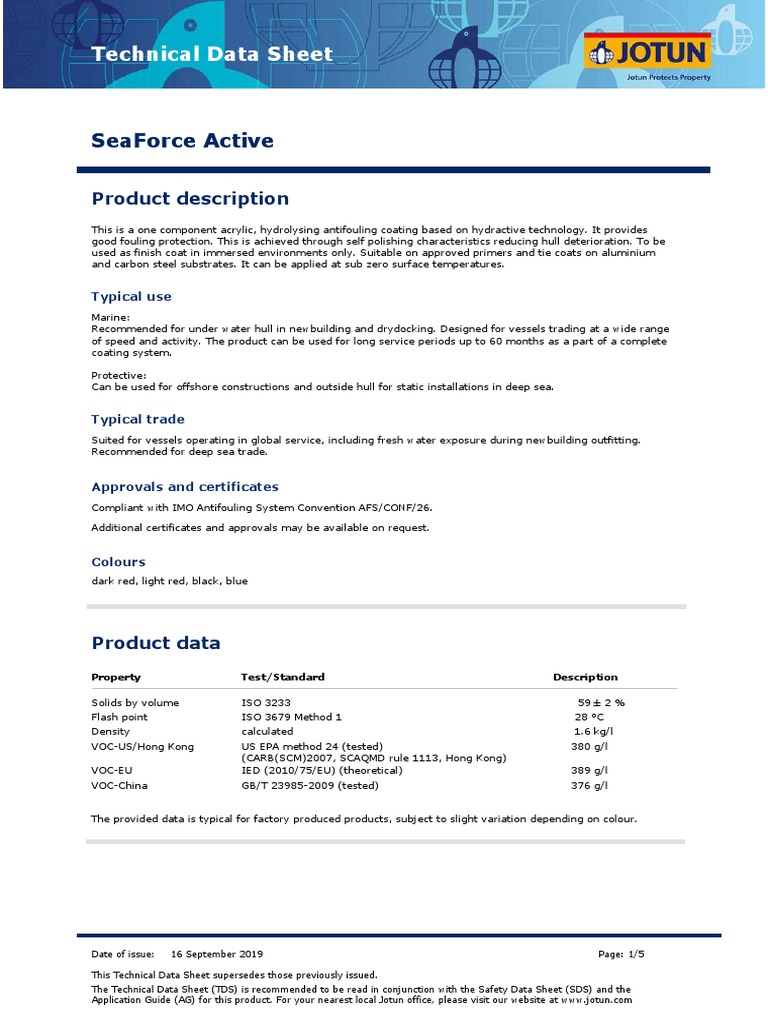 Seaforce Active: Technical Data Sheet | PDF | Shelf Life | Sea