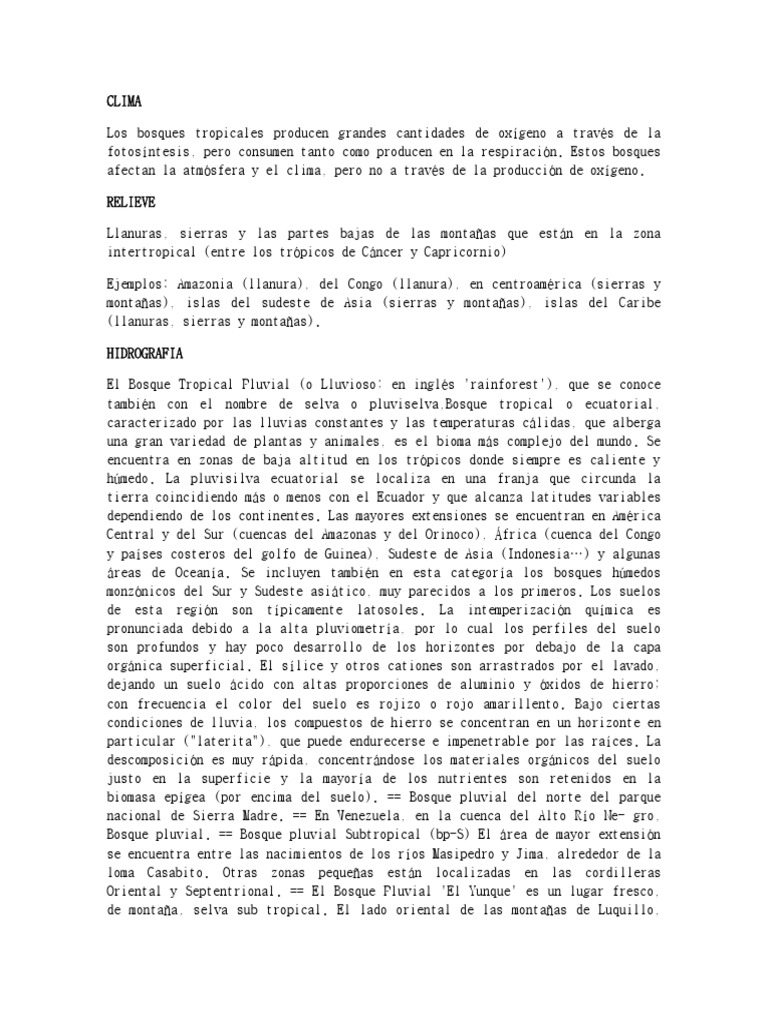 Bosque Tropical | PDF | Selva | Zona tropical