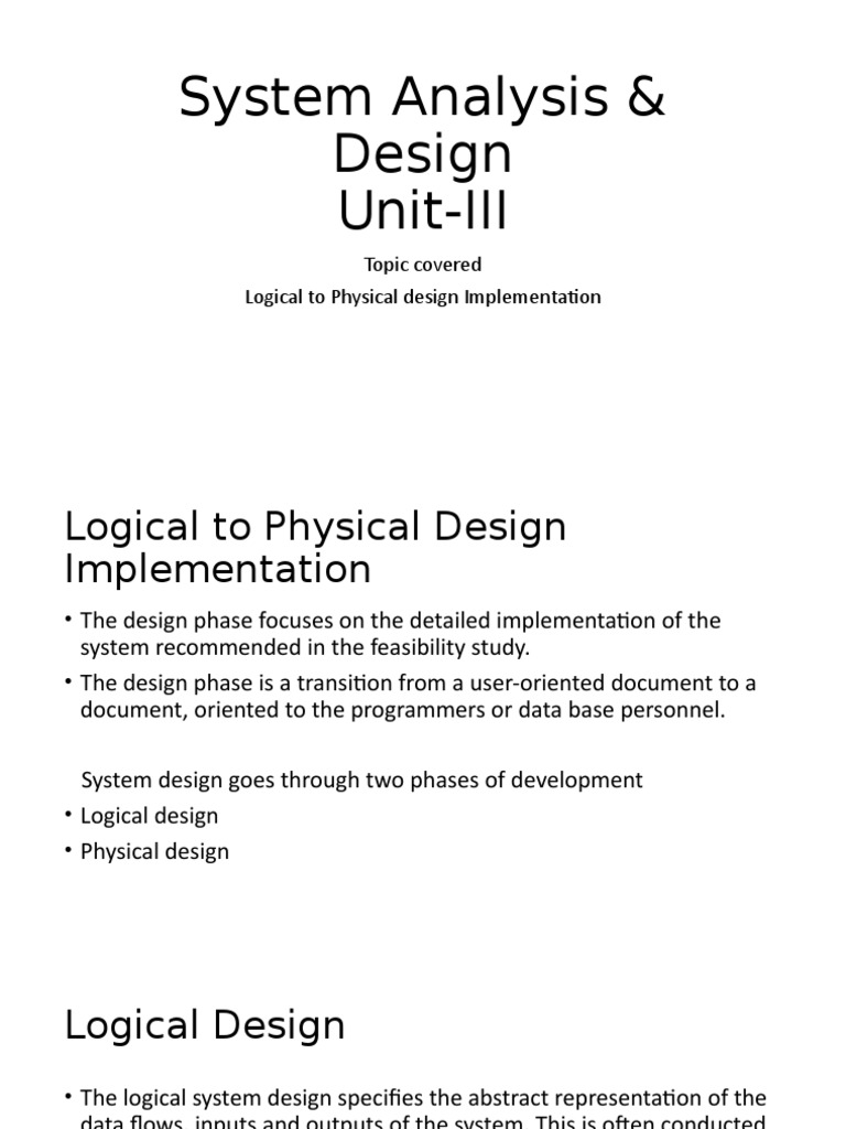 Logical To Physical Implementation | PDF | Input/Output | System