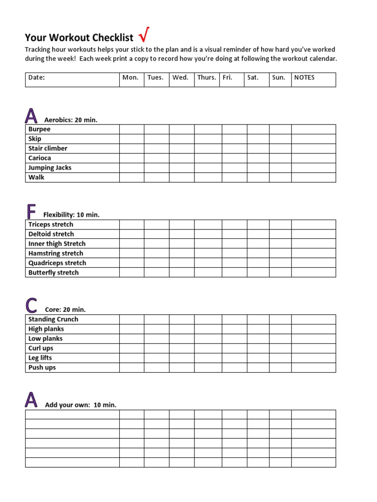 Your Workout Checklist | PDF