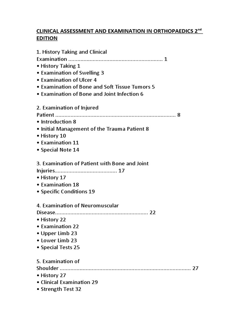 Clinical Assessment and Examination in Orthopaedic | PDF | Nervous ...