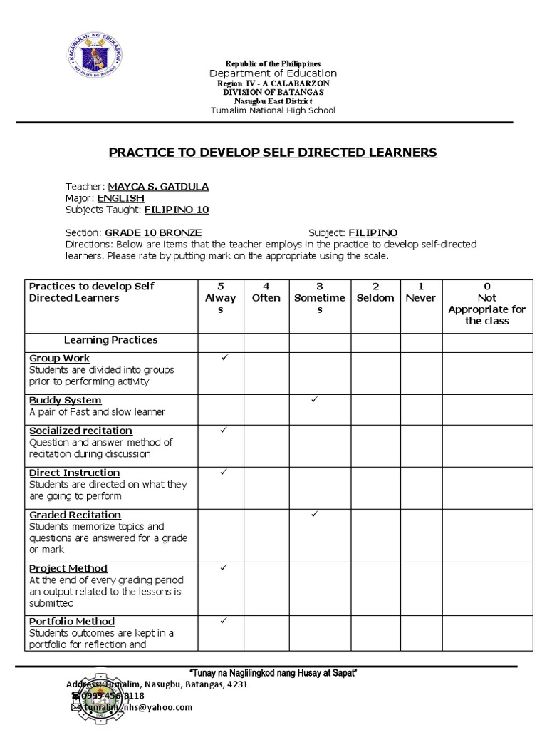 Practices for Self-Directed Learners | PDF | Teachers | Lecture
