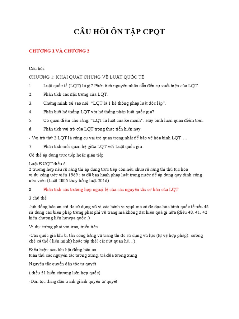 CÂU HỎI ÔN TẬP CPQT | PDF