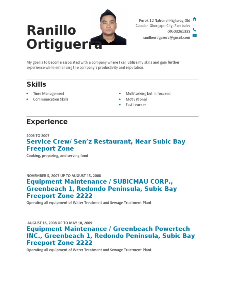 Ranillo Ortiguerra: Skills | PDF | Transport
