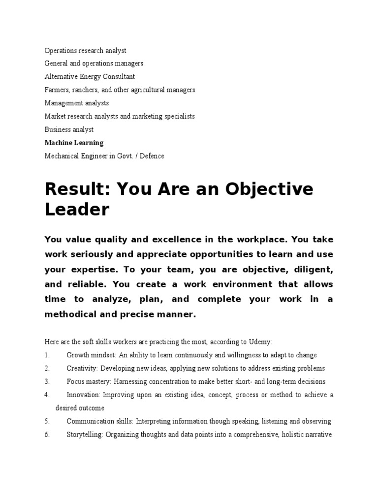 Result: You Are An Objective Leader: Machine Learning | PDF ...