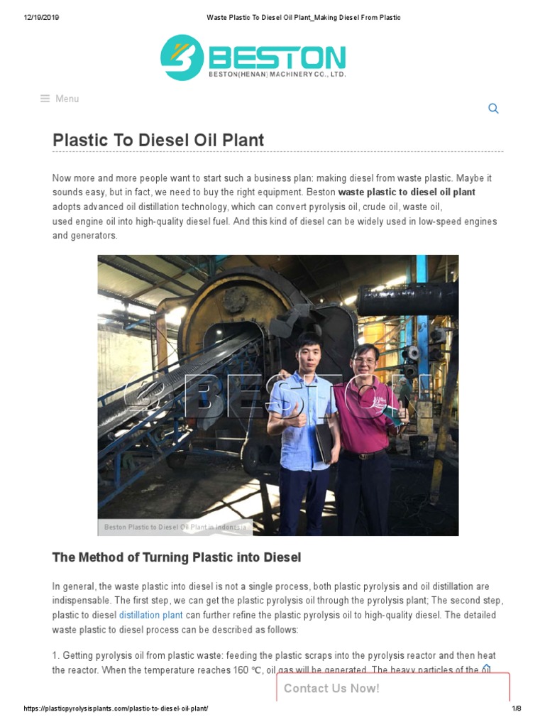 Waste Plastic To Diesel Oil Plant - Making Diesel From Plastic | PDF ...