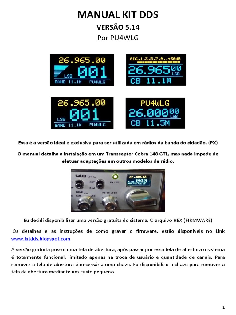 Manual do Sistema DDS Versão 5.14 para Rádios CB com Detalhes sobre ...