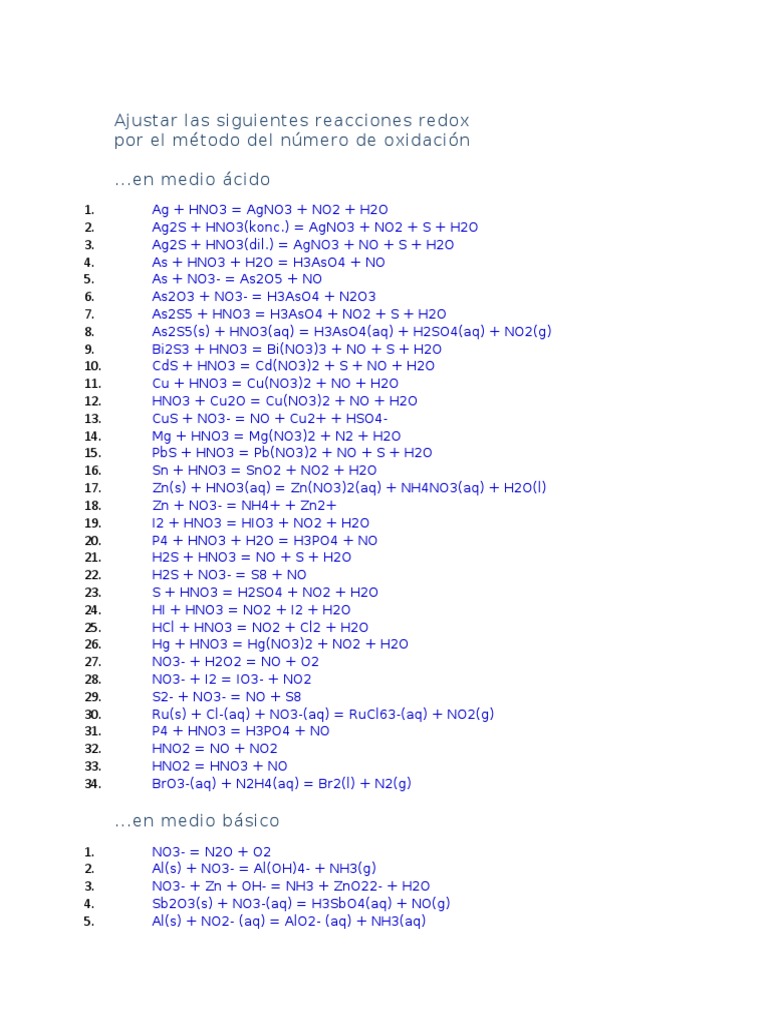 Balanceo de Reacciones Redox | PDF | Reacciones químicas | Procesos de negocio