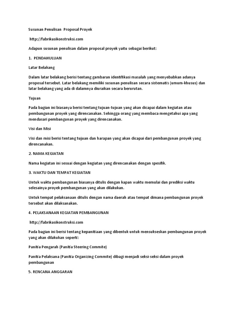 Susunan Penulisan Proposal Proyek | PDF