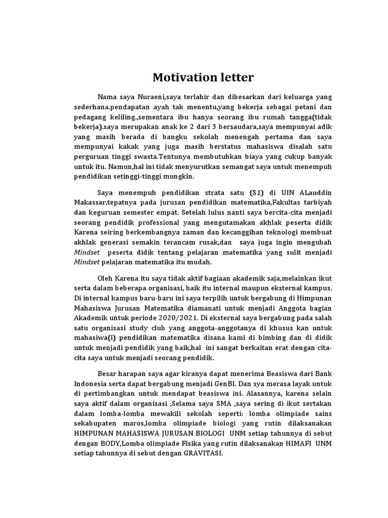 Motivation Letter | PDF
