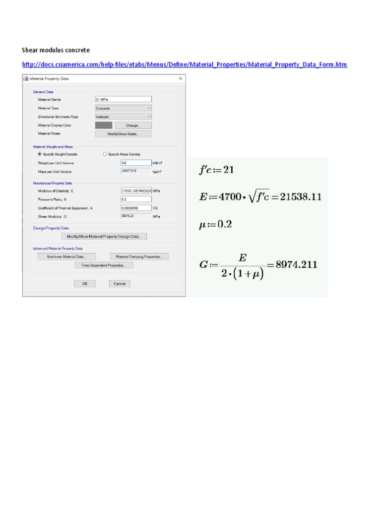 Shear Modulus Concrete - Etabs | PDF
