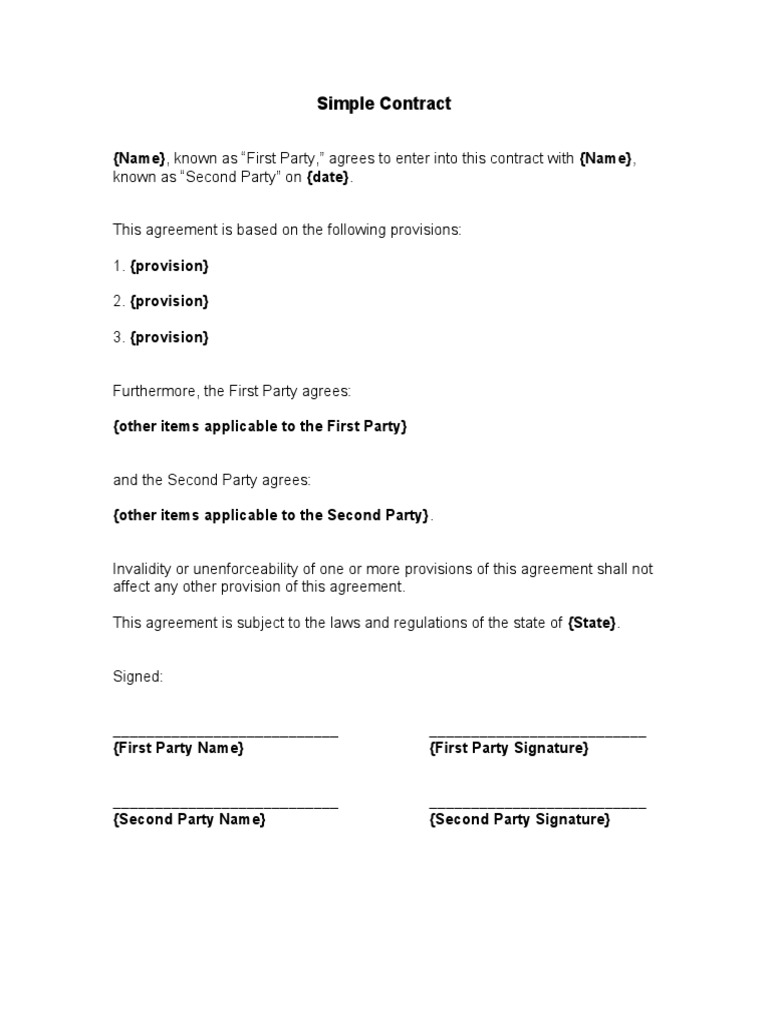 Simple Contract Agreement Template