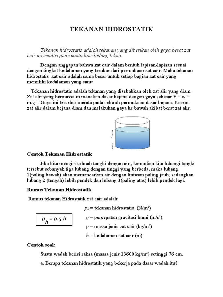 Tekanan Hidrostatik | PDF