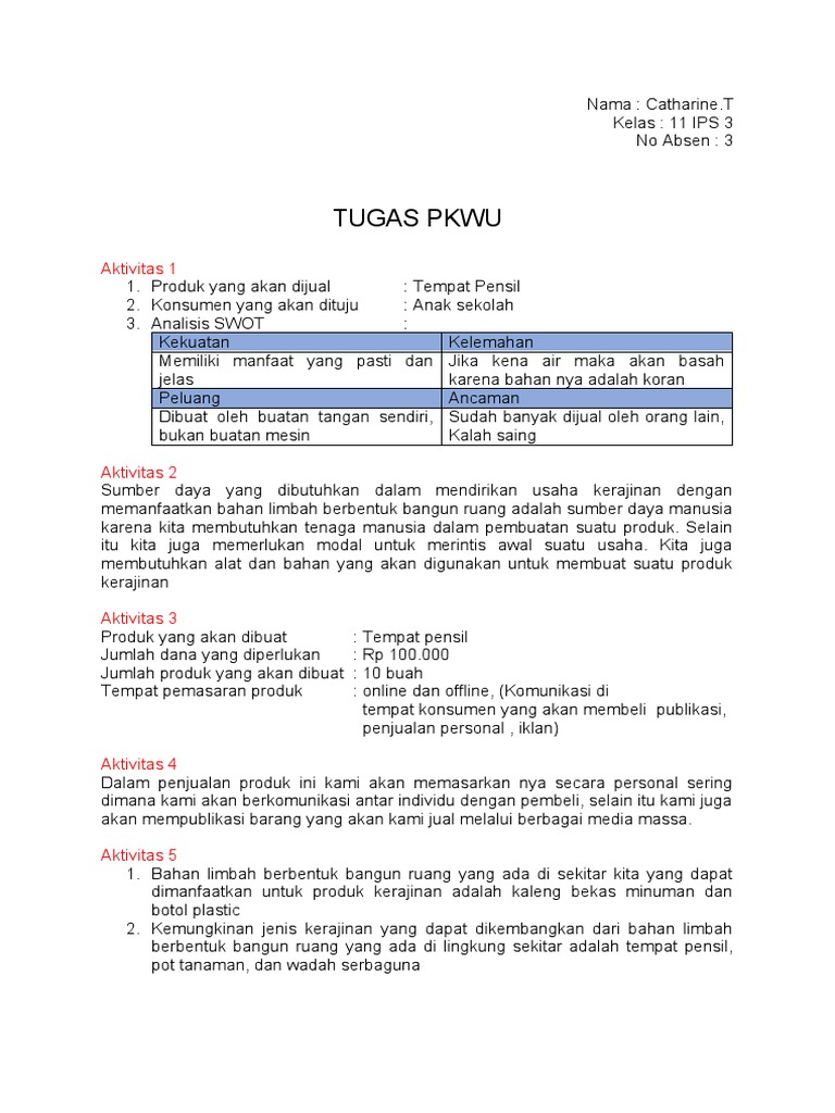Tugas Pkwu | PDF