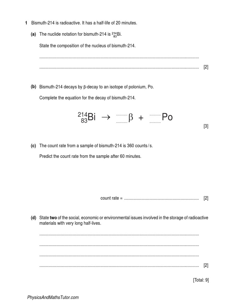 Bismuth-214 Decay and Properties | PDF | Atomic Nucleus | Radioactive Decay