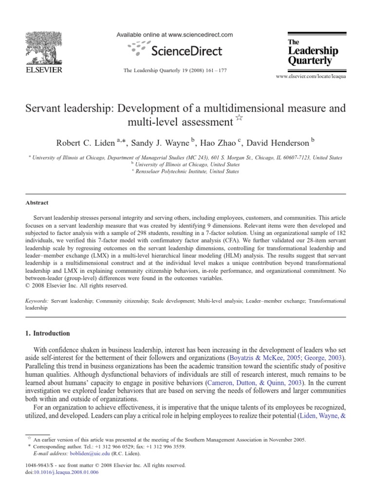 SLS, Liden Et Al 2008 (Meet Instrument) | PDF | Transformational ...