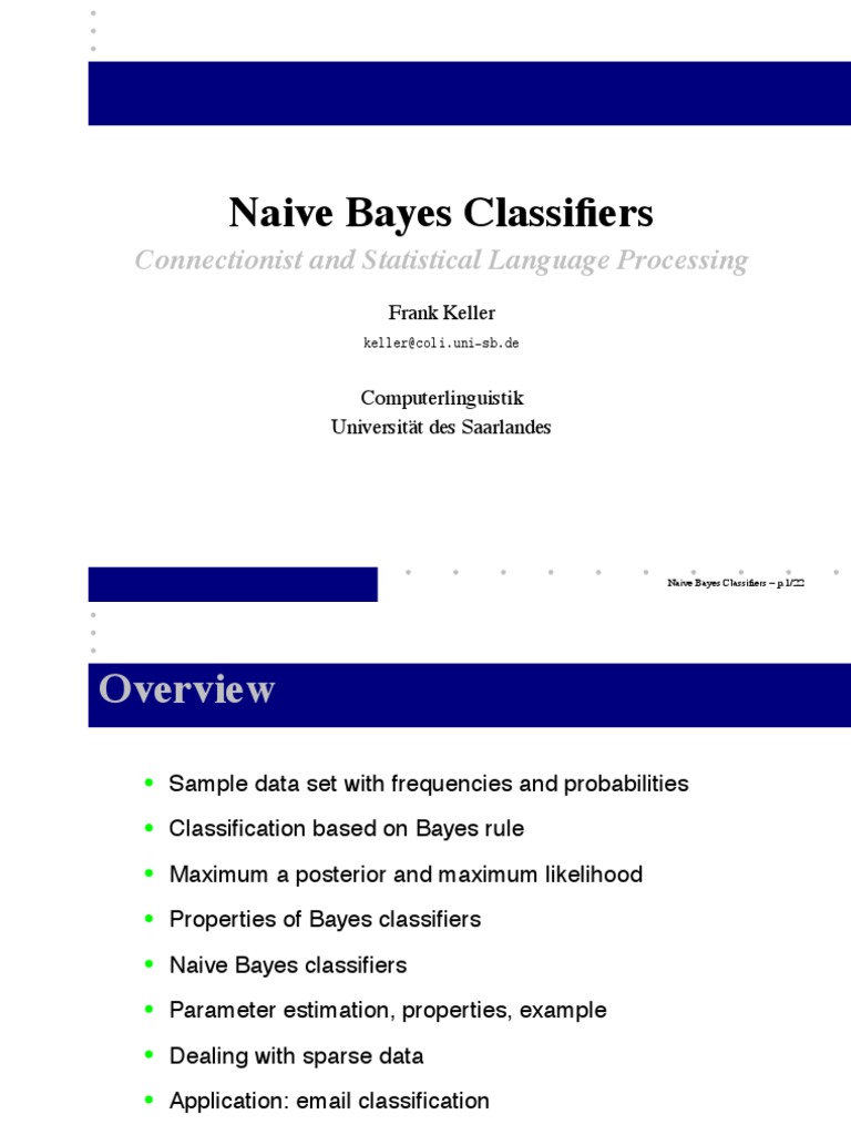 Naive Bayes Classifiers: Connectionist and Statistical Language Processing | Download Free PDF ...