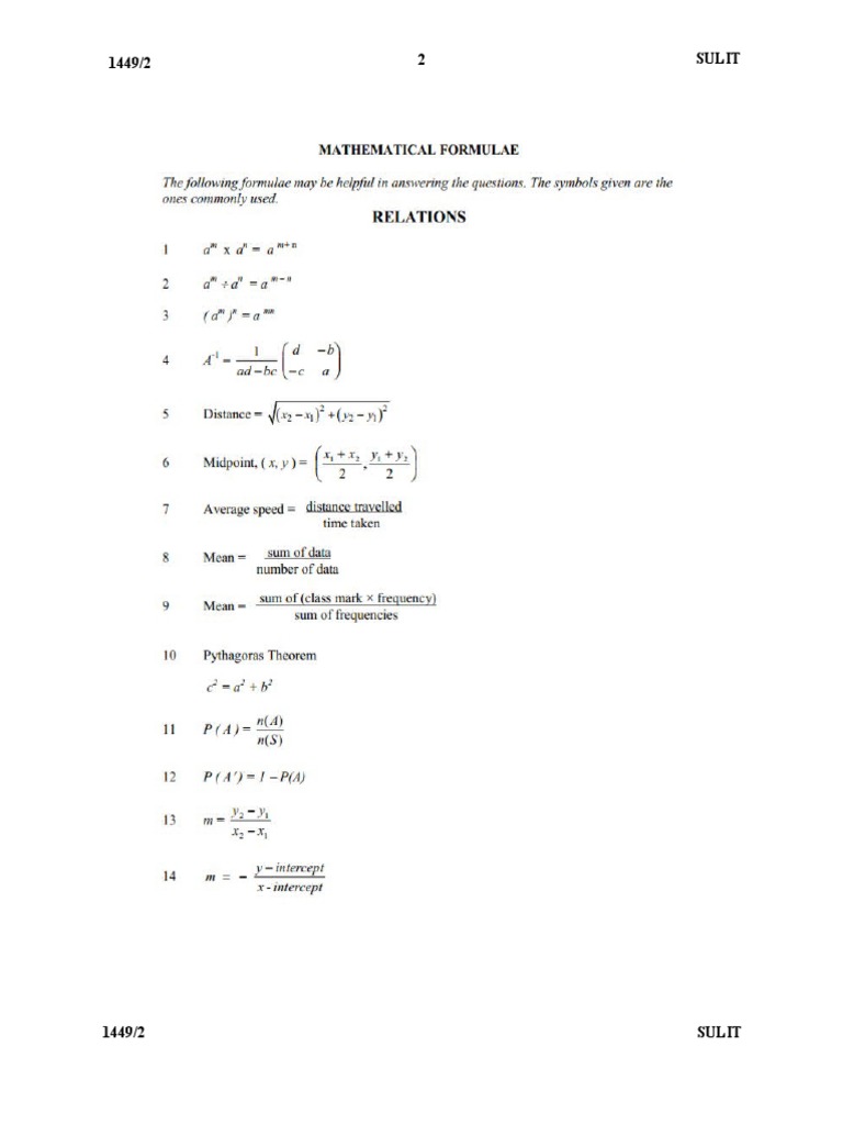 Formula Dan Rumus Matematik Spm Kbsm Pdf
