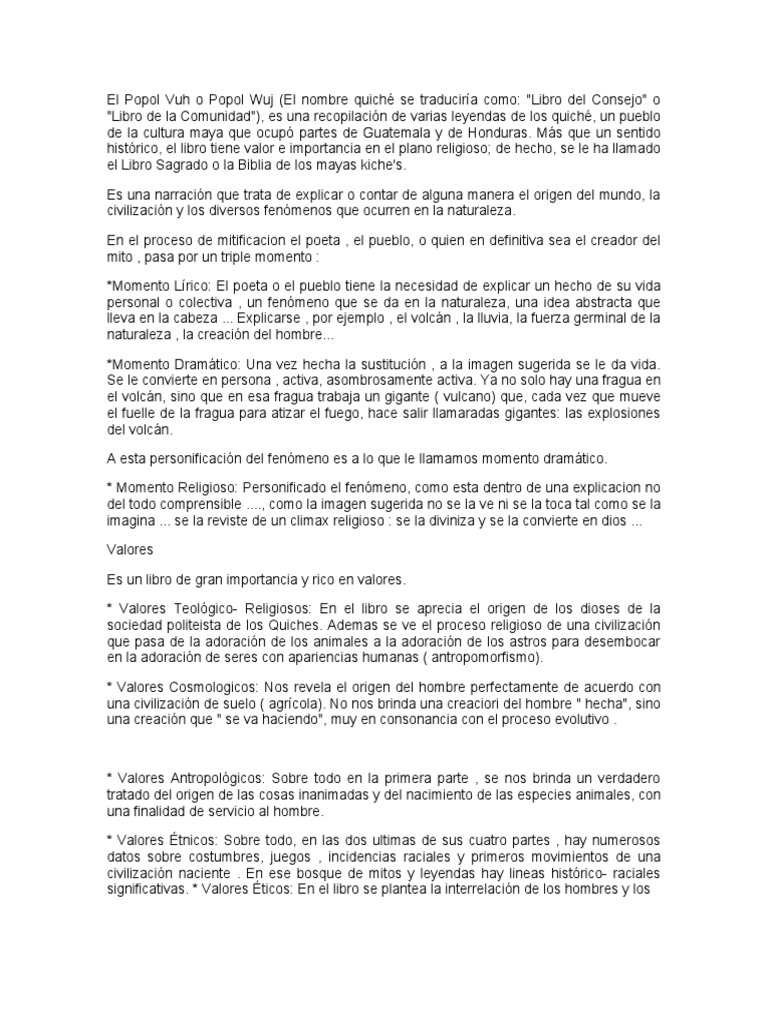 El Popol Vuh o Popol Wuj | Descargar gratis PDF | Civilización maya ...