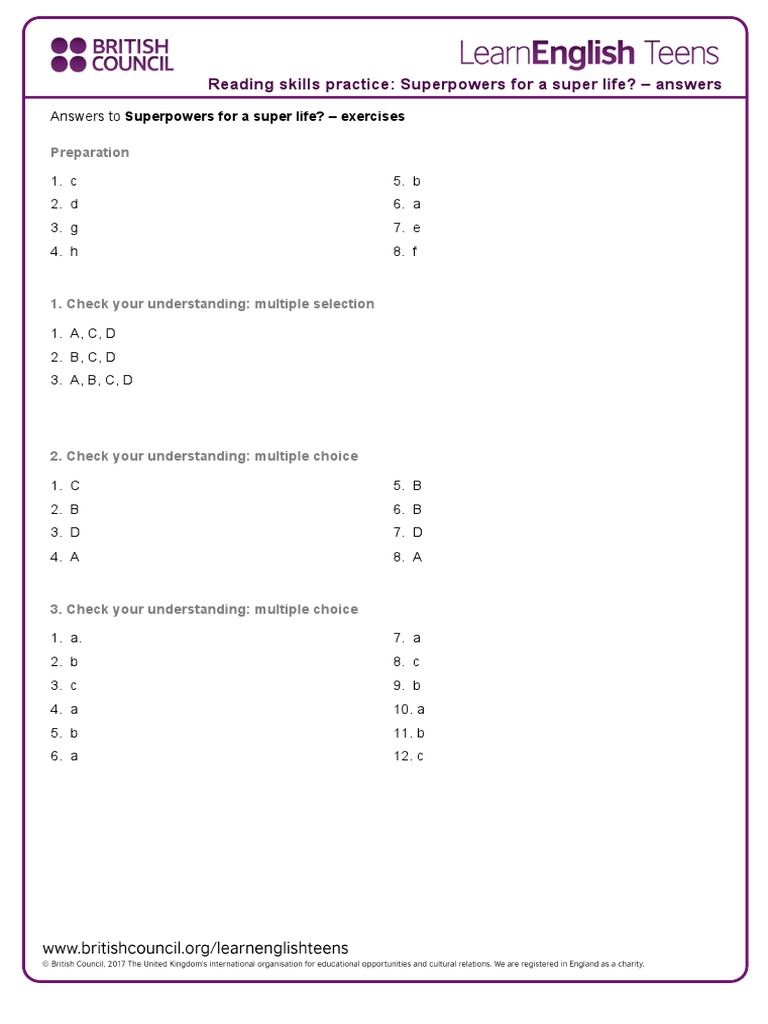 Superpowers for a Super Life Answers | PDF
