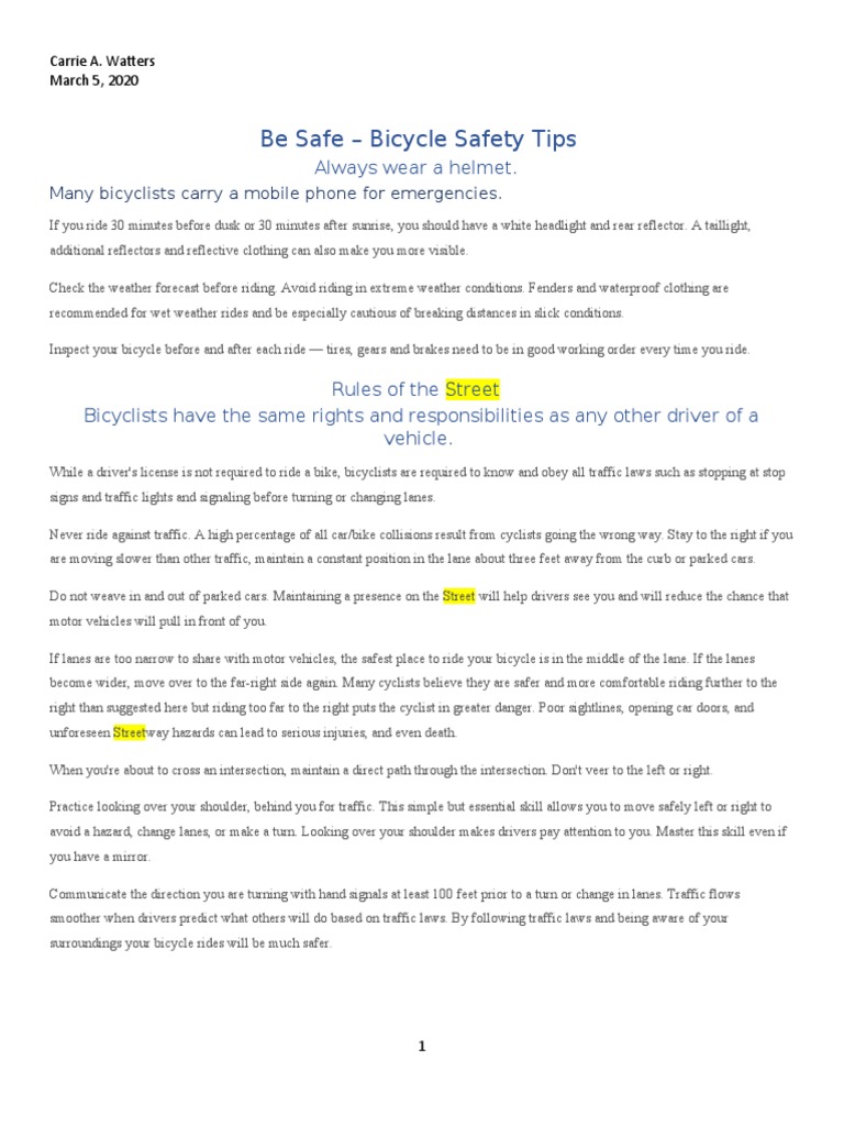 Essential Bicycle Safety Tips | PDF | Traffic | Pedestrian
