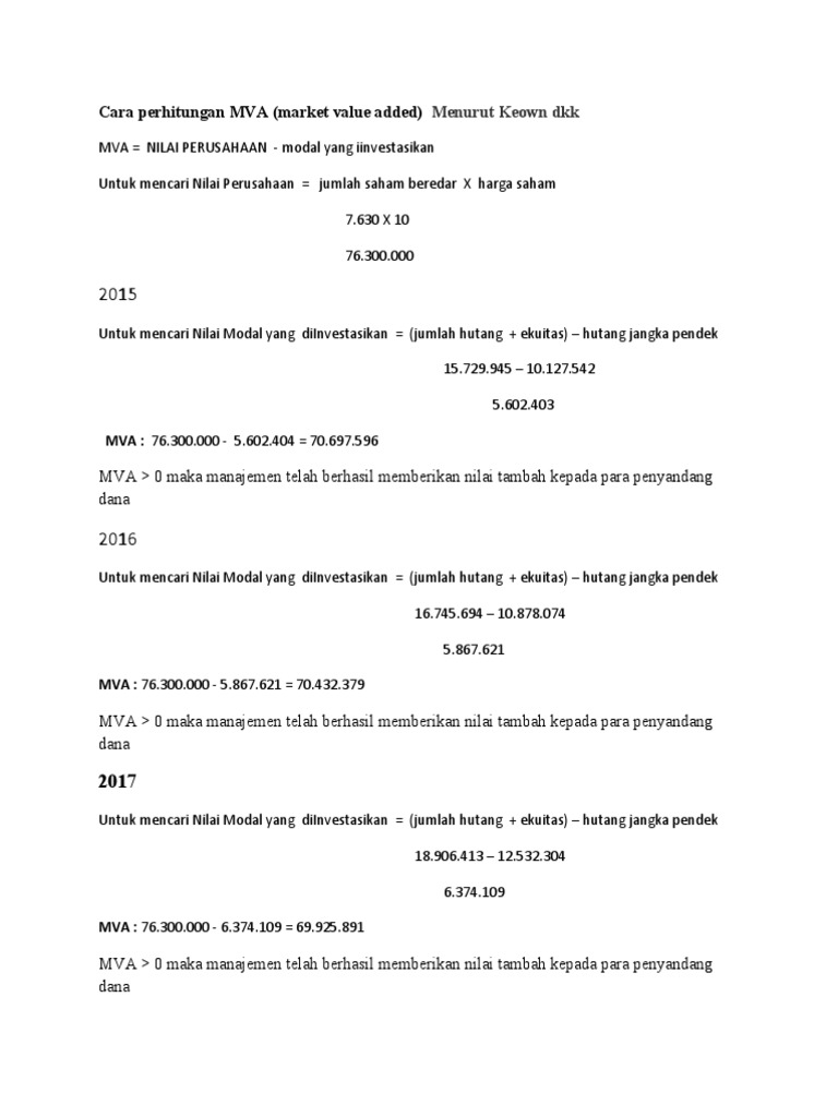 Cara Perhitungan MVA | PDF