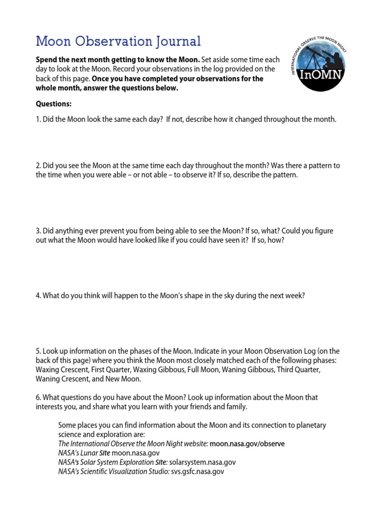 Moon Observation Journal: Spend The Next Month Getting To Know The Moon ...