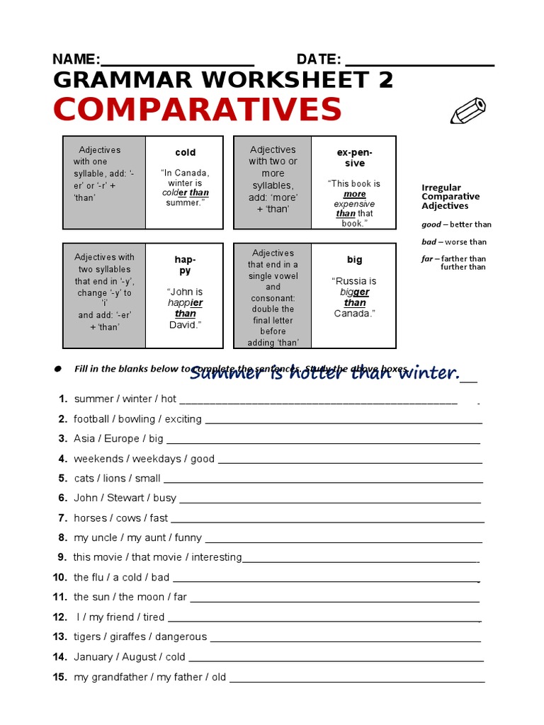 Comparatives EXERCISES 2 | PDF | Symbols | Human Voice