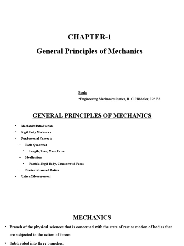 Chapter 1 General Principles of Mechanics | PDF | Force | Mechanics