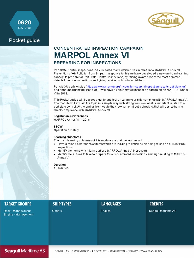 Marpol Annex Vi: Pocket Guide | PDF