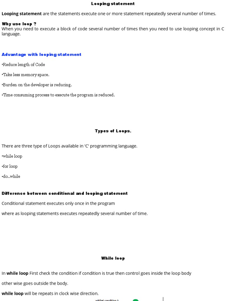 Looping Statement Are The Statements Execute One or More Statement ...