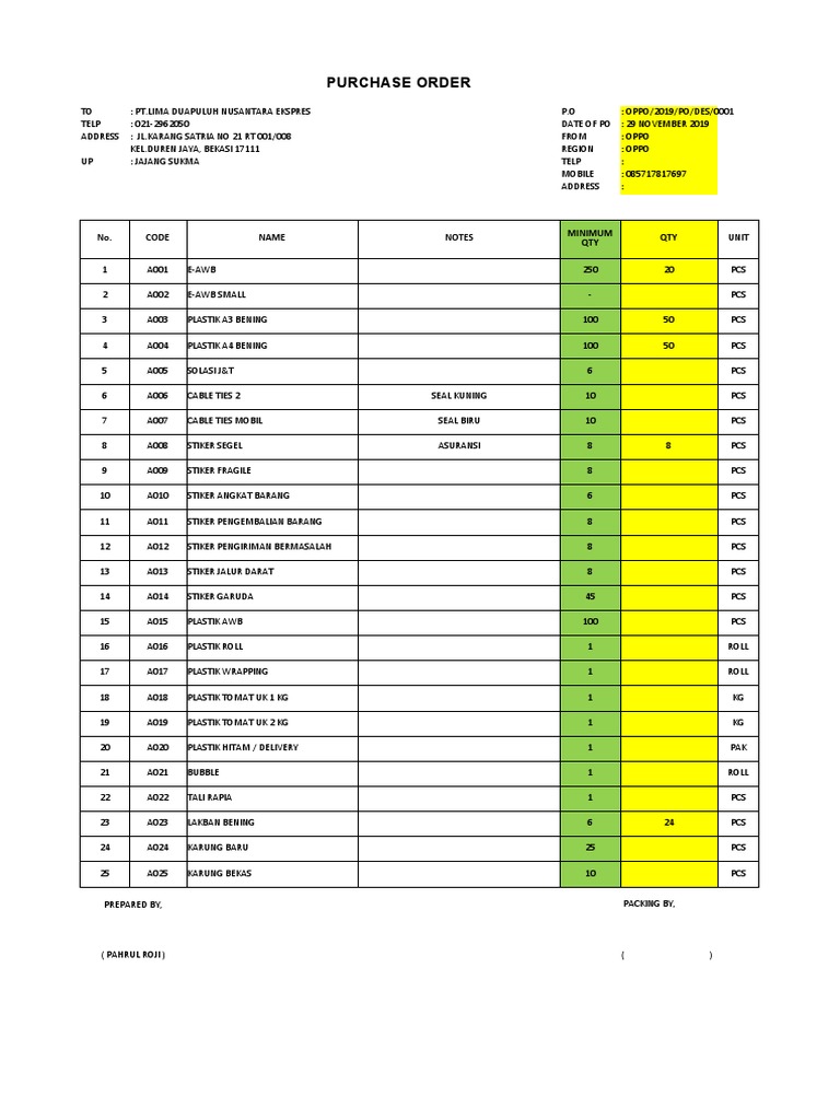 Form Po | PDF