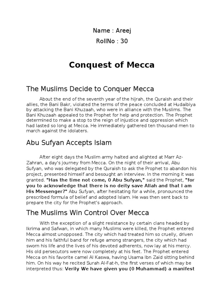 Conquest of Mecca: The Muslims Decide To Conquer Mecca | PDF | Idolatry ...