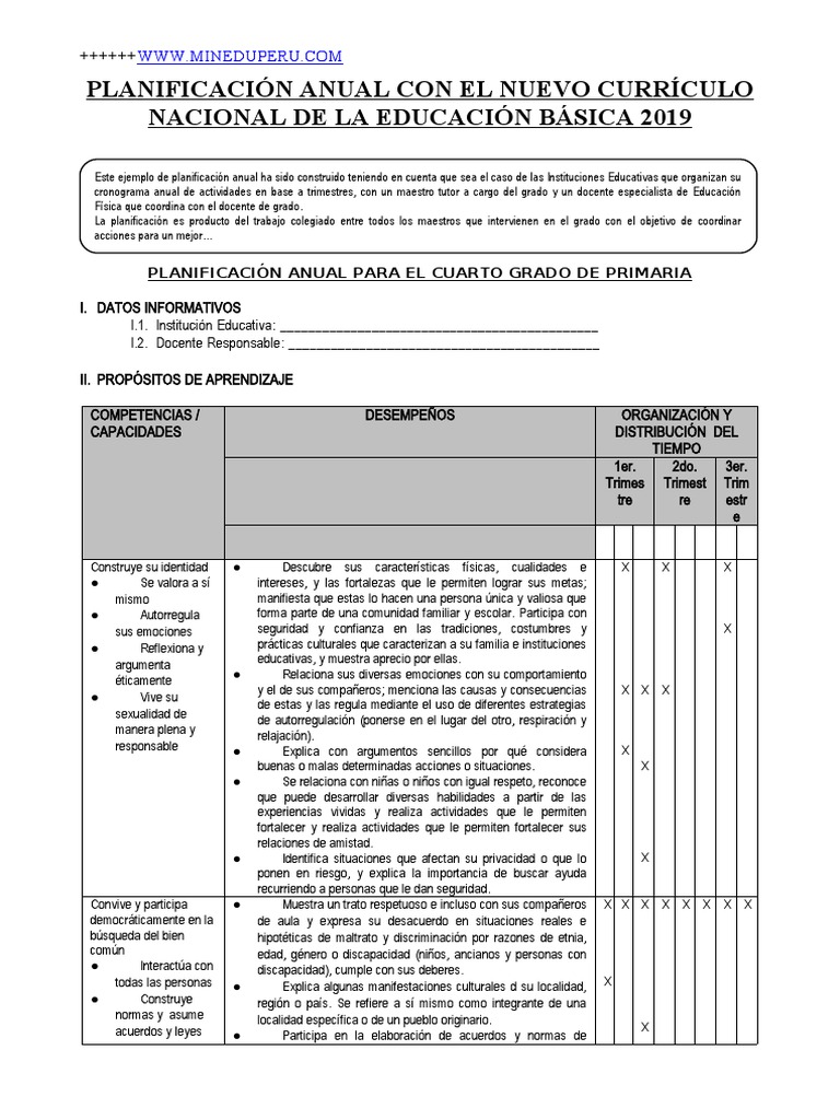 Planificación Anual 4to Grado 2019 | PDF | Fracción (Matemáticas ...