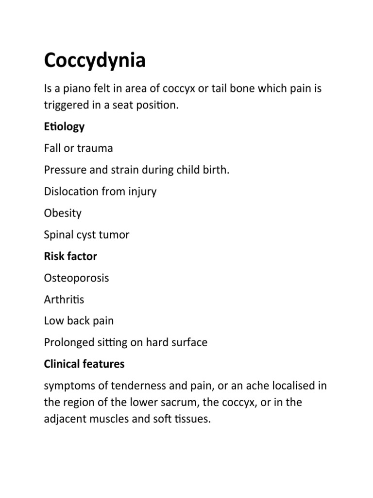 Coccydynia: Causes, Symptoms, and Treatments | PDF