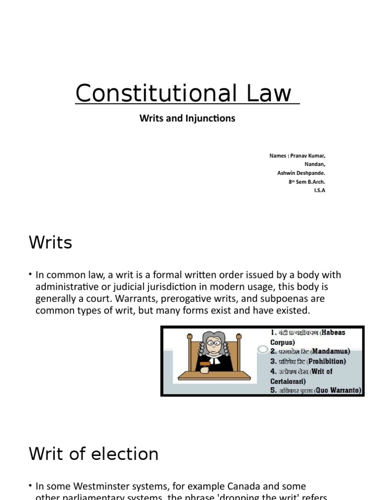 Constitutional Law: Writs and Injunctions | PDF | Injunction | Writ