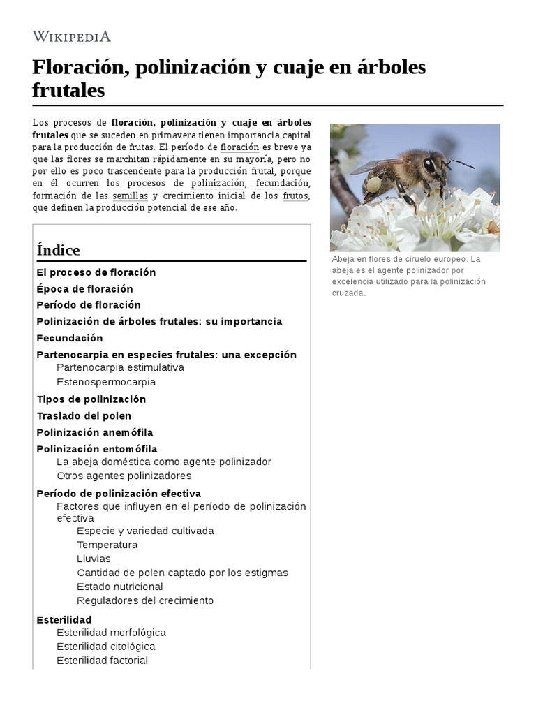 Floración, Polinización y Cuaje en Árboles Frutales | PDF | Técnicas ...