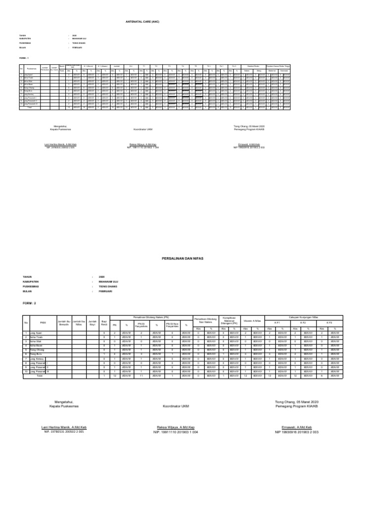Antenatal Care (Anc) : Form: 1 | PDF