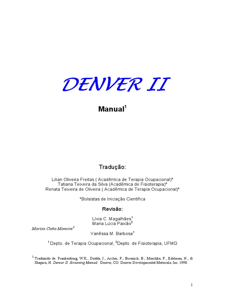 DENVER II - Manual Completo PDF | PDF | Roupas | Quociente de inteligência